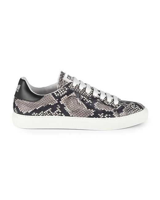 Cavalli Class by Roberto Cavalli Python Embossed Leather Low Top ...