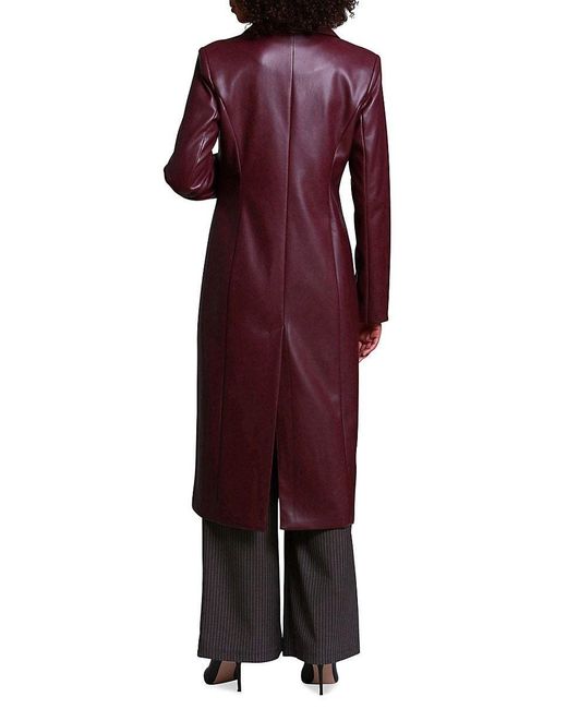 Avec Les Filles Faux Leather Trench Coat In Red Lyst