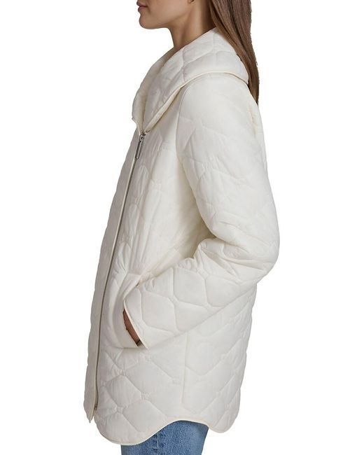 Andrew Marc Double Breasted Quilted Longline Jacket in Gray | Lyst