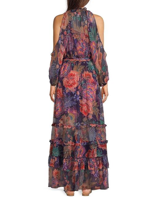 Johnny Was Ashlee Floral Silk Tiered Maxi Dress | Lyst UK