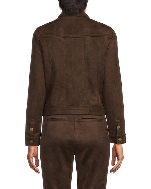 Saks Fifth Avenue Faux Suede Jean Jacket in Brown | Lyst UK