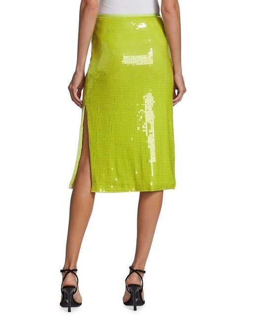 Helmut Lang Sequin Midi Skirt in Green | Lyst