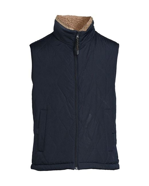 Andrew Marc Buchman Faux Shearling Puffer Vest in Blue for Men | Lyst UK
