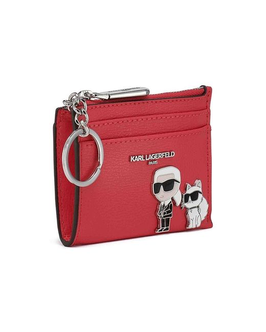 Karl Lagerfeld Karl & Choupette Leather Card Case With Key Ring in ...