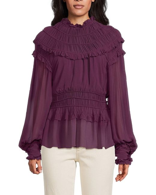 FARM Rio Ruffled Peplum Top in Purple | Lyst