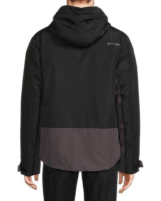 Spyder Logo Colorblock Hooded Jacket in Black for Men | Lyst