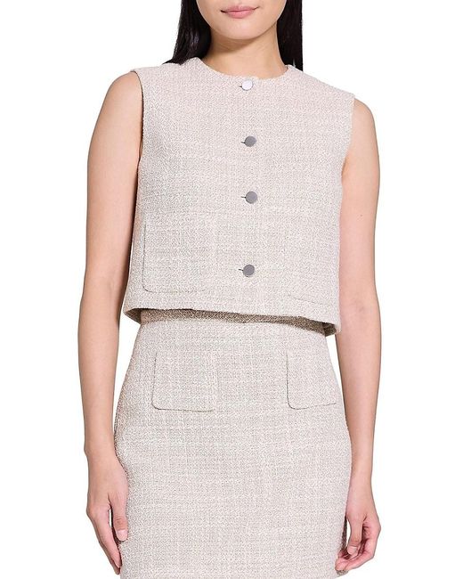 Theory Tweed Cropped Vest in Gray | Lyst