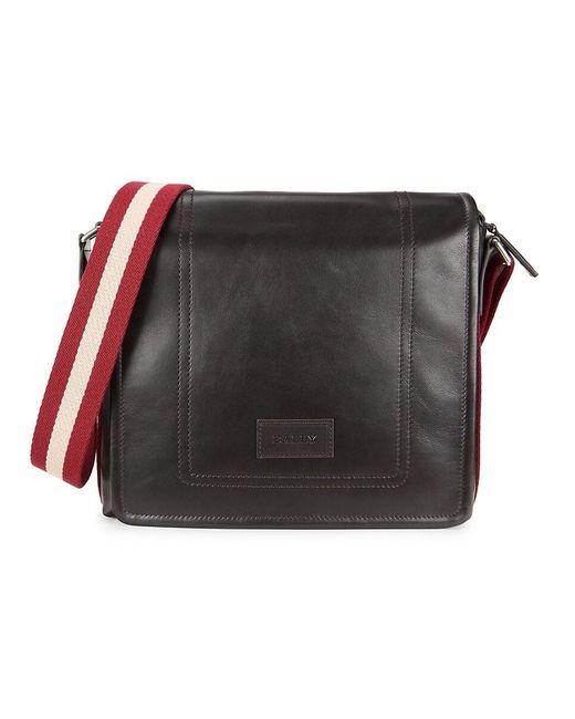 Bally Casbah Stripe-Strap Leather Messenger Bag in Black for Men | Lyst