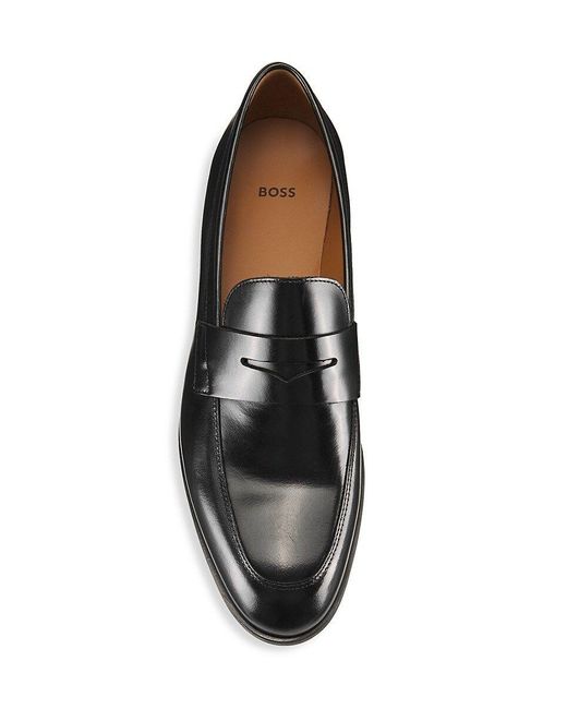 BOSS by HUGO BOSS Eastside Leather Loafers in Black for Men | Lyst