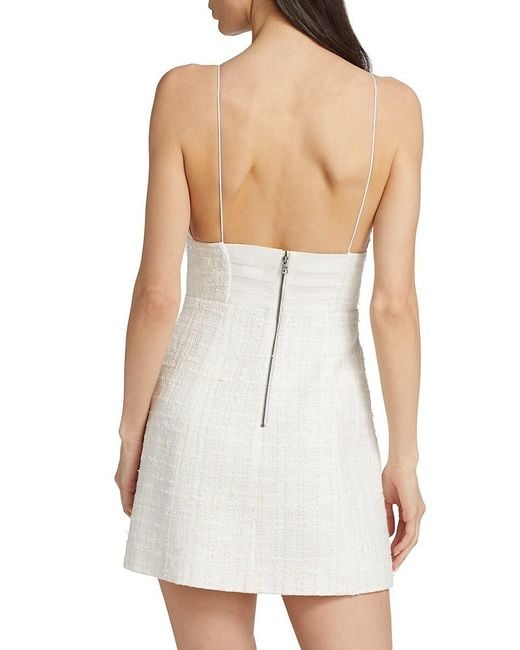 Alice + Olivia Alice + Olivia Carli Tweed Mini Empire Dress in White | Lyst