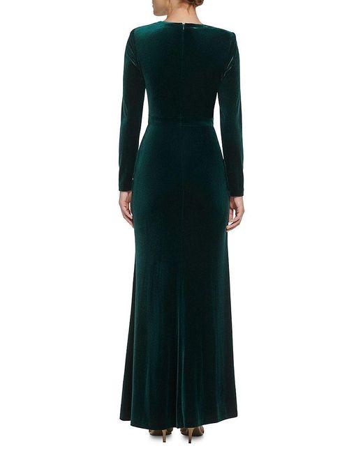 Eliza J Wrap Velvet Gown In Green Lyst