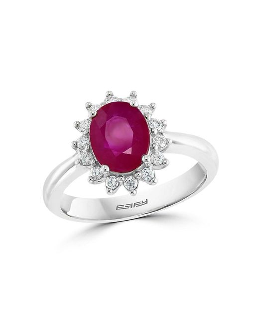 Effy 14K, Ruby & Diamond Ring in Pink | Lyst