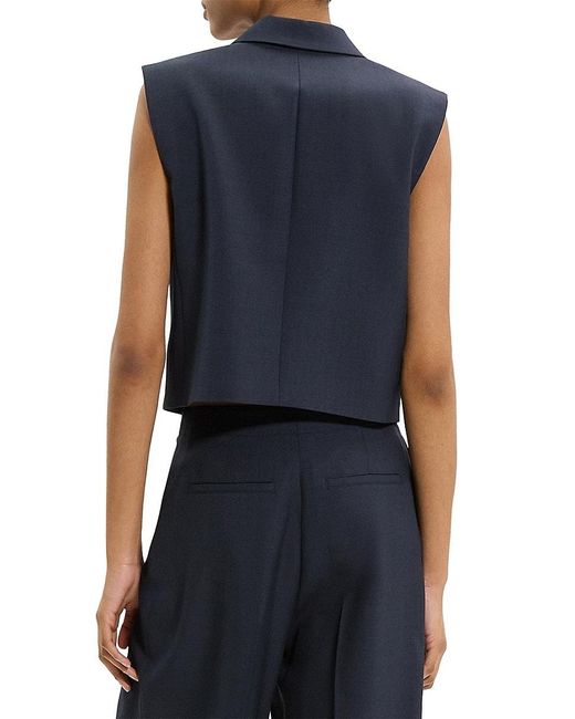 Theory Twill Double-Breasted Vest in Blue | Lyst