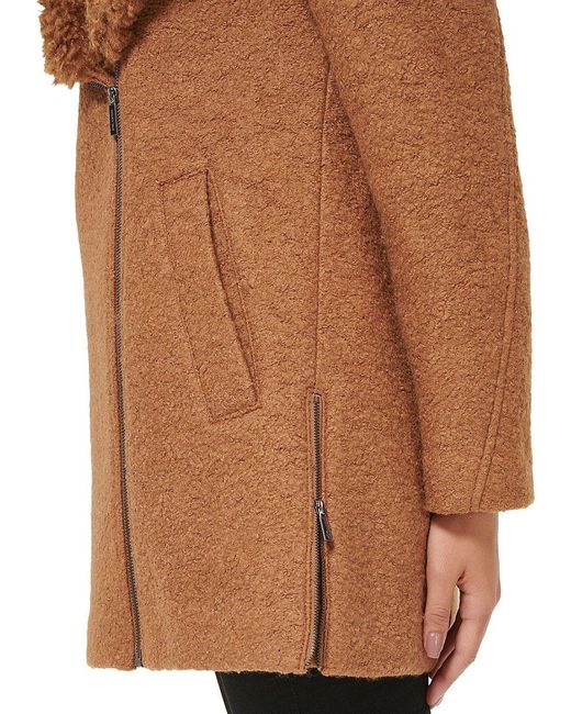 Kenneth Cole Faux Fur Trim Hooded Coat in Brown | Lyst Kenneth Cole Faux Fur Trim Hooded Coat in Brown | Lyst