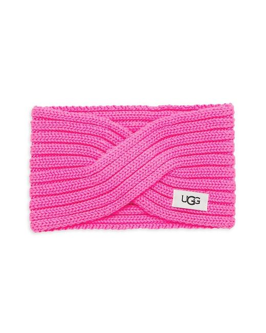 UGG Ribbed Knot Headband in Pink | Lyst