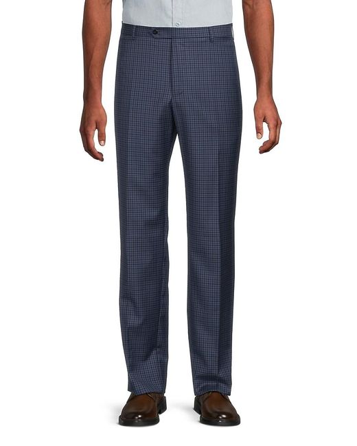 Zanella Devon Wool Classic-Fit Dress Pants in Blue for Men | Lyst