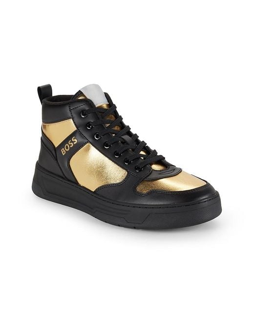 BOSS Baltimore Colorblock High Top Sneakers in Black for Men | Lyst