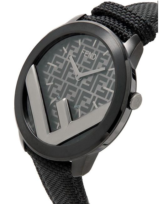 Fendi Run Away Ip Black Stainless Steel & Leather Strap Watch/41mm in ...