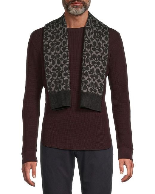 COACH Monogram Wool Blend Scarf in Black for Men | Lyst