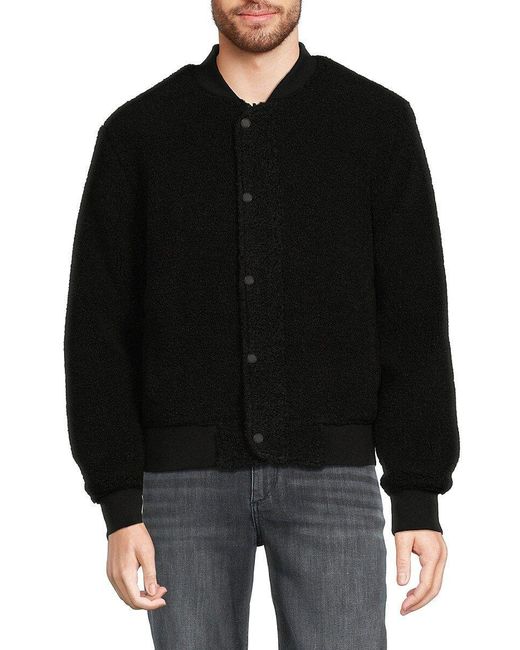 Kenneth Cole Reversible Faux Sherling Bomber Jacket in Black for Men | Lyst