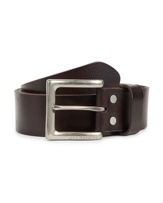 AllSaints Leather Box Frame Belt in Black for Men | Lyst