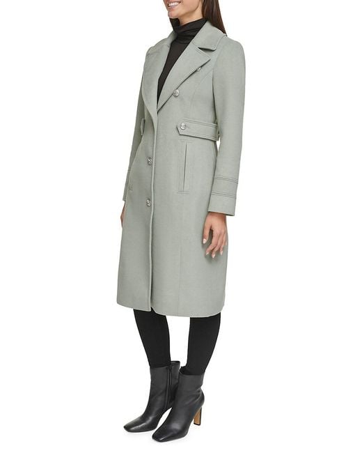 Kenneth Cole Military Wool Blend Overcoat in Gray | Lyst