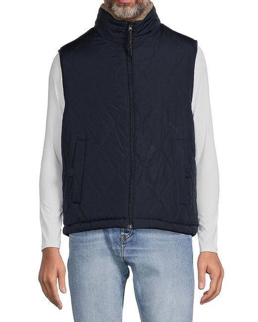 Andrew Marc Buchman Faux Shearling Puffer Vest in Blue for Men | Lyst UK
