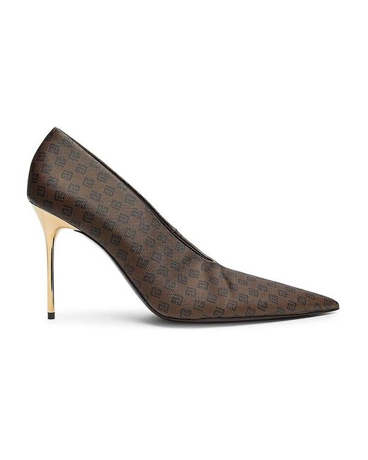 Balmain Clara-Mini Monogram Pumps in Brown | Lyst UK