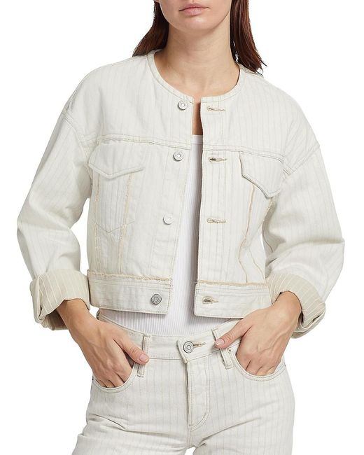 Moussy Denim Crop Jacket in Grey | Lyst UK