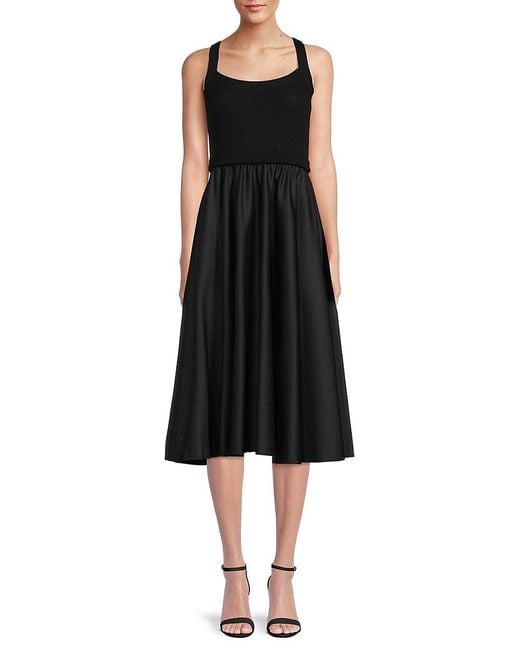 Calvin Klein Synthetic Ribbed Fit And Flare Dress In Black Lyst Canada