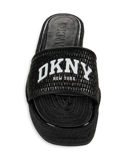 DKNY Fiona Arch Logo Platform Slides in Black | Lyst UK