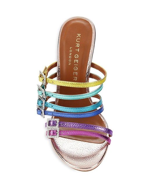 Kurt Geiger Pierra Rainbow Leather Heel Sandals in White | Lyst