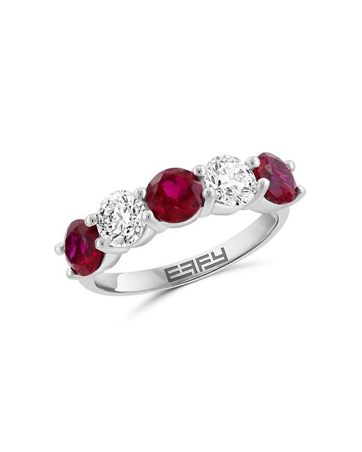 Effy 14K, Lab Grown Ruby & Lab Grown Diamond Ring in Pink | Lyst