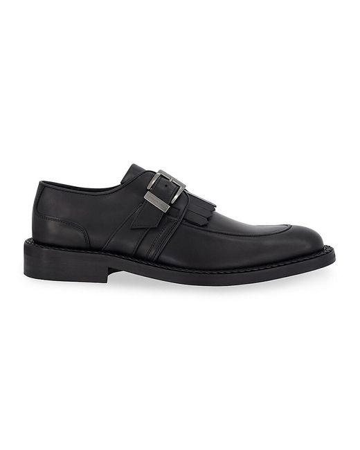 Karl Lagerfeld Label Kilted Monk Strap Shoes in Black for Men | Lyst