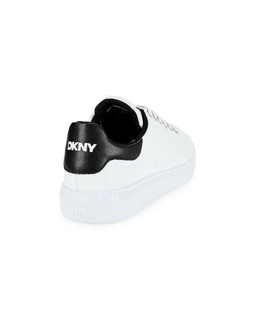 DKNY Logo Leather Low Top Sneakers in White for Men | Lyst