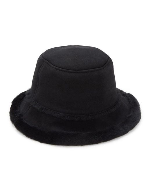 UGG Shearling Bucket Hat in Black | Lyst