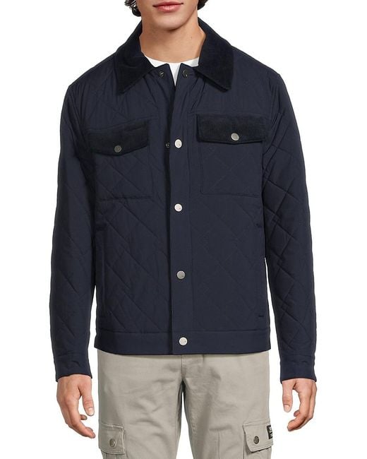 Andrew Marc Mainline Walkerton Chain Link Mini Quilt Jacket in Blue for ...