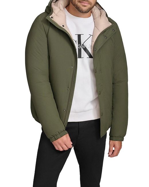 Calvin Klein Reversible Ripstop Puffer Jacket in Green for Men | Lyst