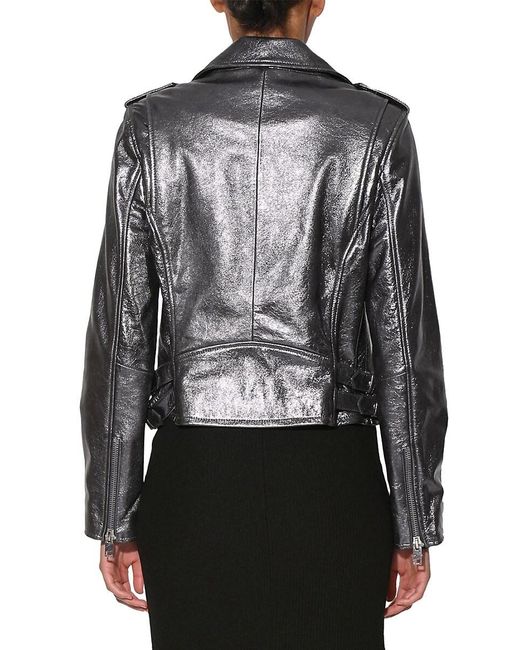 Walter Baker Liz Metallic Leather Jacket in Gray | Lyst