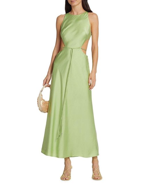 Alexis Lune Cut Out Satin Maxi Dress in Blue | Lyst