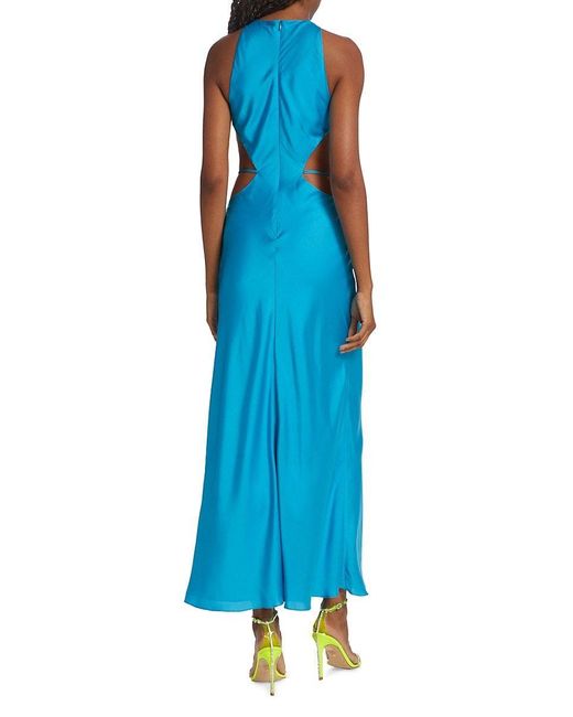 Alexis Lune Cut Out Satin Maxi Dress in Blue | Lyst