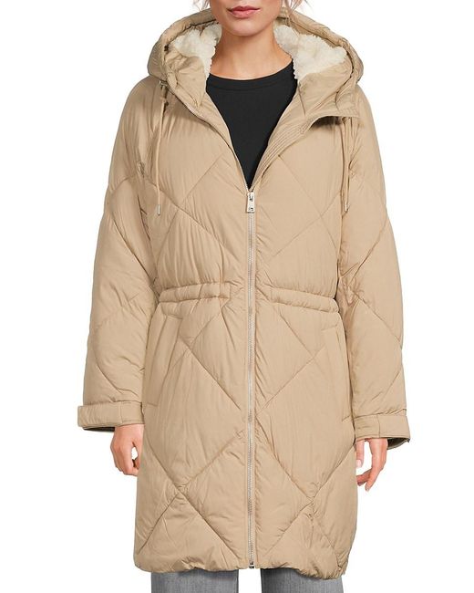 Levi's Diamond Quilted Shearling Faux-Fur Trimmed Longline Coat in ...