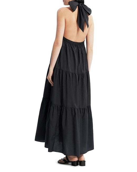 Theory Tiered Halter Maxi Dress in Black | Lyst