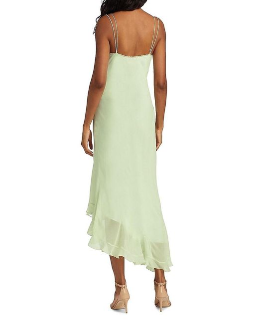 LoveShackFancy Chesley Draped Asymetric Ruffle-Hem Maxi Dress in Green ...
