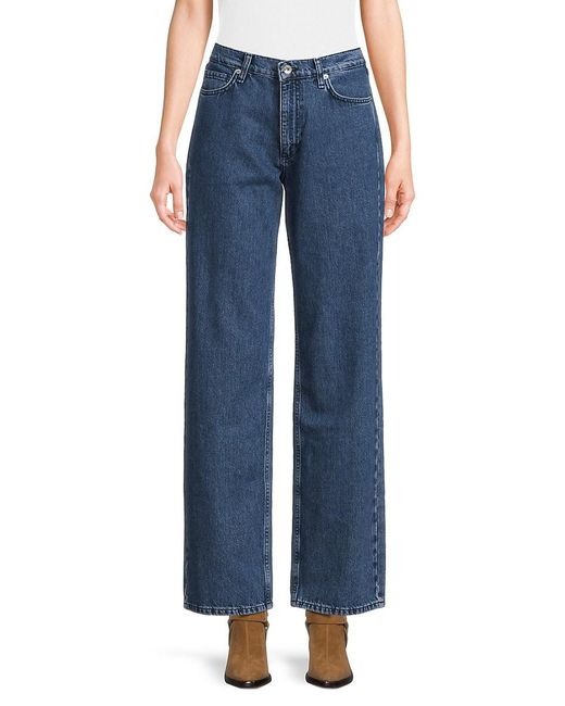 Rag & Bone Shannon Cotton Wide-Leg Jeans in Blue | Lyst