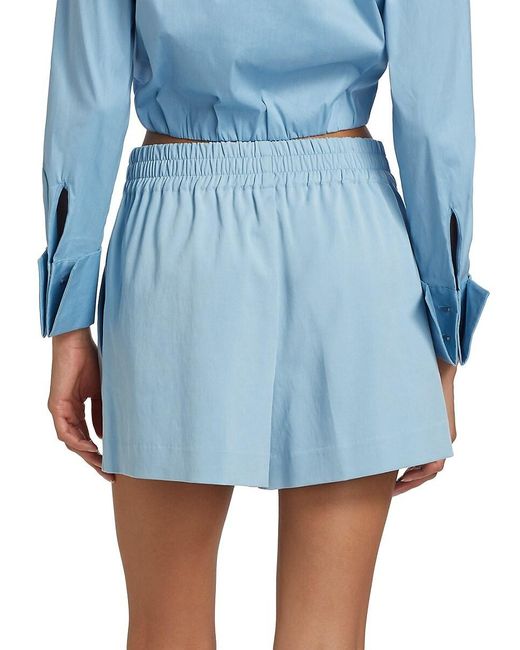Alice + Olivia Harris Cotton Twill Boxer Shorts in Blue | Lyst