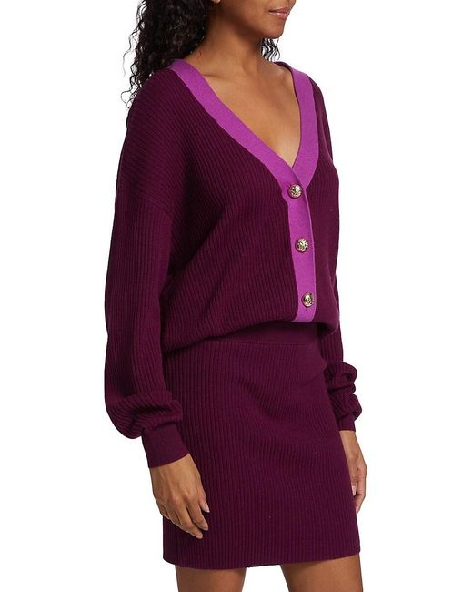 Ramy Brook Andrea V-Neck Mini Sweater Dress in Purple | Lyst