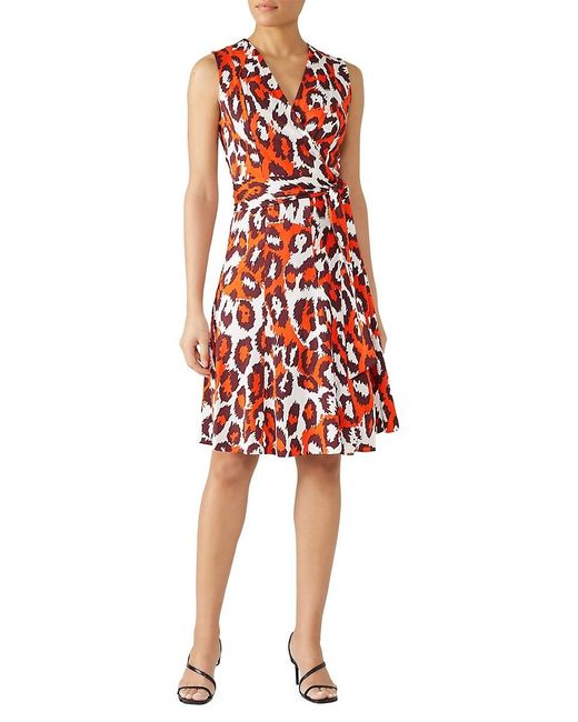 Diane Von Furstenberg Jasmine Leopard Print Wrap Dress In Red Lyst Canada
