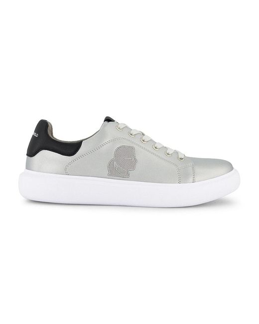 Karl Lagerfeld Metallic Leather Sneakers With Embroidered Karl Profile ...