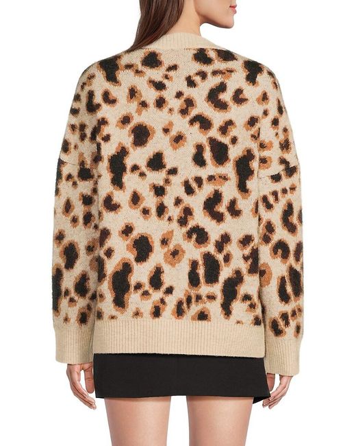 Walter Baker Abigail Oversized Leopard-Print Cardigan in Natural | Lyst
